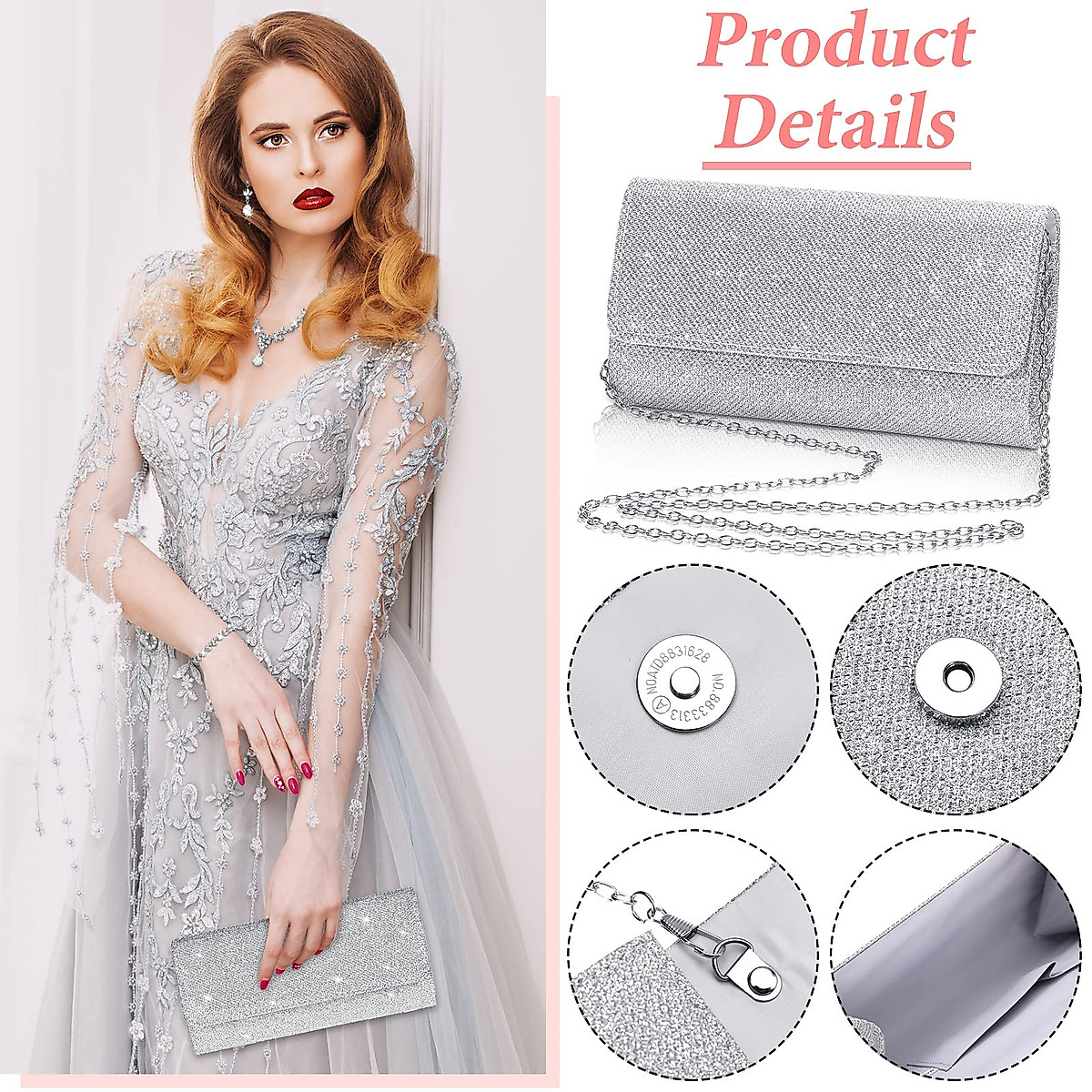 Tiamon 4 Pcs Women Rhinestone Jewelry Set Silver Accessories for Evening Wedding Party Christmas Gift(Noble Style)