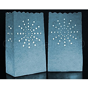 CleverDelights Blue Luminary Bags - 20 Count - Sunburst Design - Wedding Party Christmas Holiday Luminaria