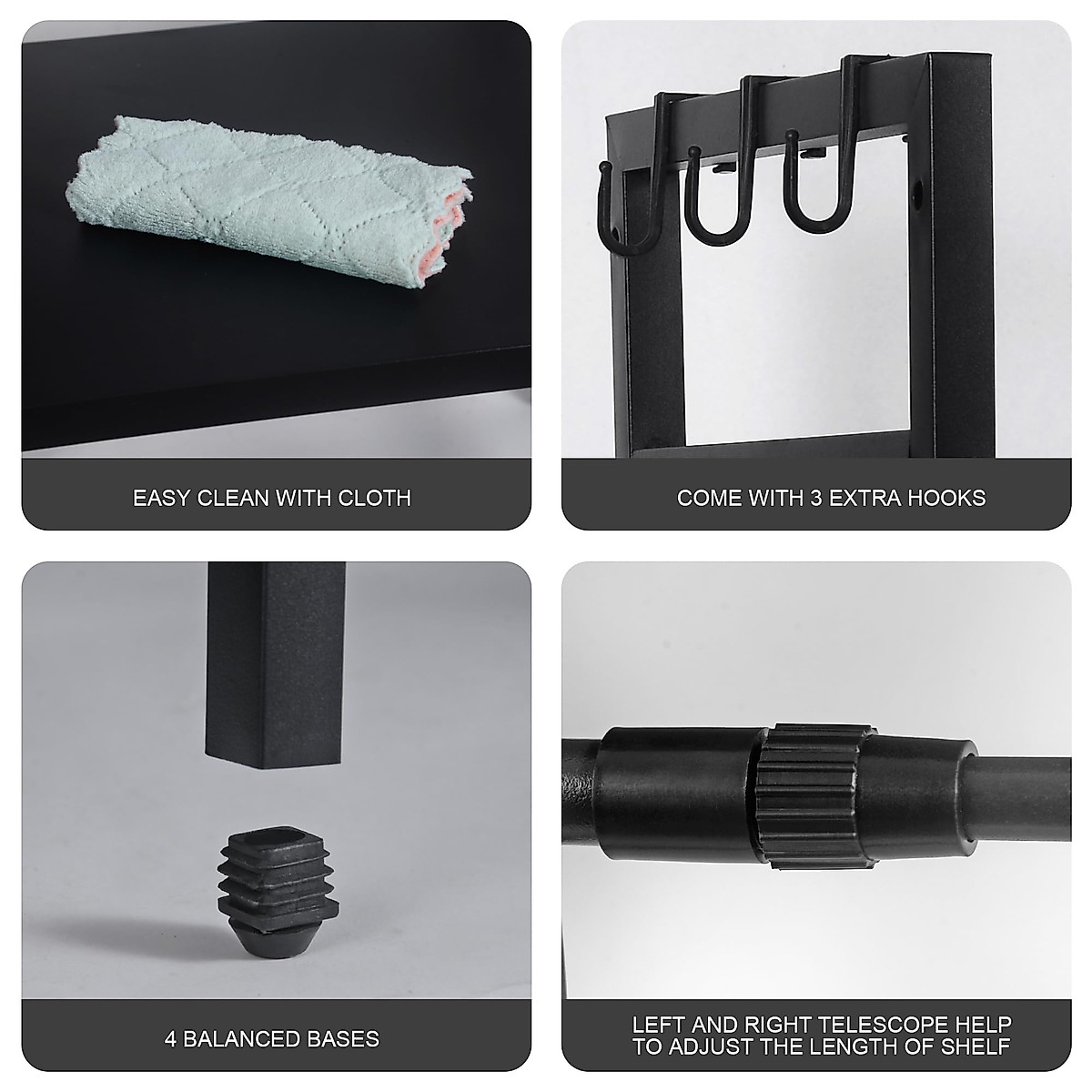 pelreame Microwave Rack,with Hook Expandable Small Microwave Stand,Kitchen Countertop Utensils and Cutlery Organizer,Microwave Stand Countertop,Kitchen Microwave Stand with Storage Space Savers…