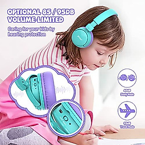 gorsun Kids Bluetooth Headphones with MIC, Children's Wireless Headphones with Microphone 85dB Volume Regulator Stereo Over-Ear Kids Headsets Earphones for Boys,Girls,Toddler,Youth