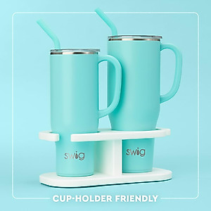 Swig Life 40oz Mega Mug, 40 oz Tumbler with Handle and Straw, Cup Holder Friendly, Dishwasher Safe, Extra Large Insulated Tumbler, Stainless Steel (Crimson)