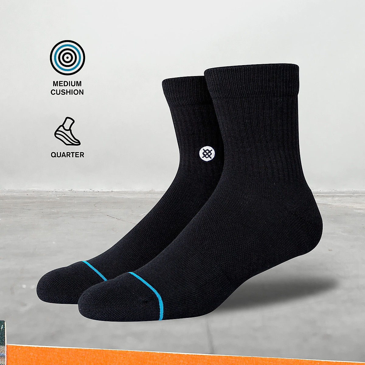 Stance mens Quarter Logoman St Qtr Socks, White, Small-Medium US