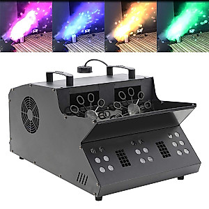 TC-Home 3 IN 1 Stage Fog Bubble Machine with 18 RGB LED light DMX Stage Lighting Fogger Effect w/ 2 Bubble Fans