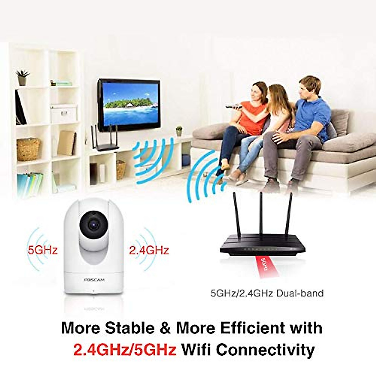 FOSCAM Home Security Camera R4S 4MP(2K) WiFi Camera, 2.4/5GHz Wireless IP Indoor Camera with AI Human Detection & Sound Detection, 33ft Night Vision, 2-Way Audio,Compatible with Alexa, White