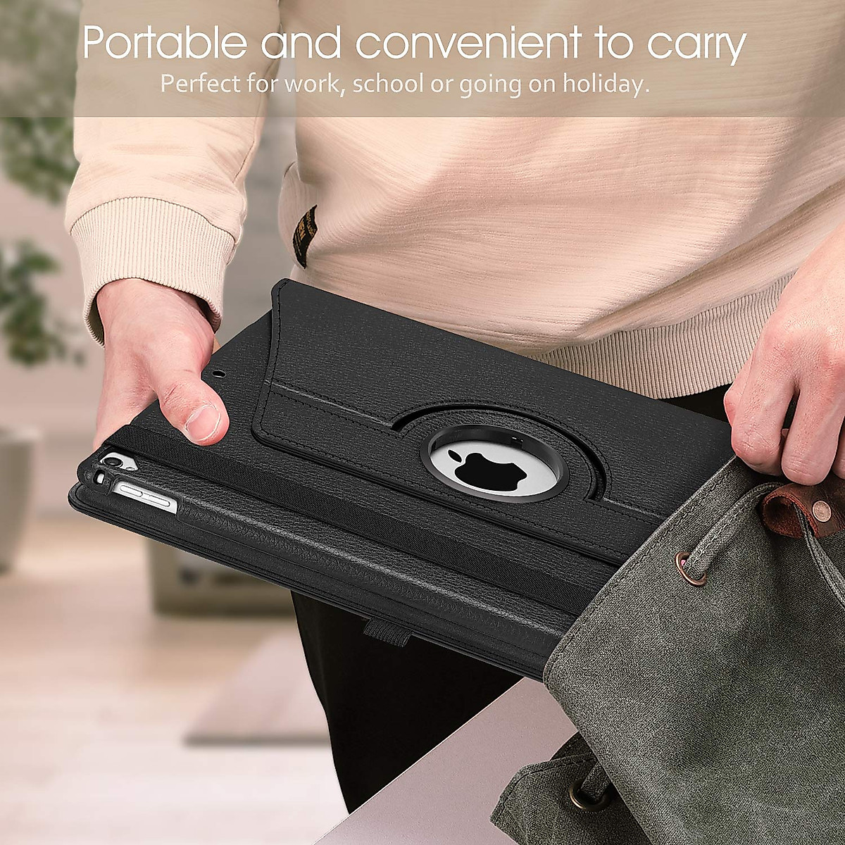 Fintie Rotating Case - 2017/2015 iPad Pro 12.9 inch (Old Model) 1st & 2nd Gen Case, 360 Degree Swiveling Stand Protective Back Cover, Supports Auto Wake/Sleep, Black
