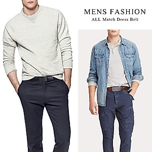 XZQTIVE Fashion Ratchet Leather Dress Belt for Men with Automatic Sliding Buckle 2Pack