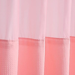 WPM No Hooks Required Shower Curtain with Snap-in Liner Waffle Weave Design, Hotel Grade Style Waterproof & Washable, Mesh top Window Easy Snaphook Bathroom Pink Curtains (72"X74" W/Liner, Blush Pink)