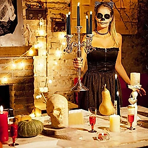 JHENG 10 Inch BlackTaper Candles, 14 Pack Tall Unscented Dripless with Cotton Wicks Perfect for Dinner, Party, Wedding or Farmhouse Decor, 7-8 Hour Burn Time- 7/8'' Base (Black)