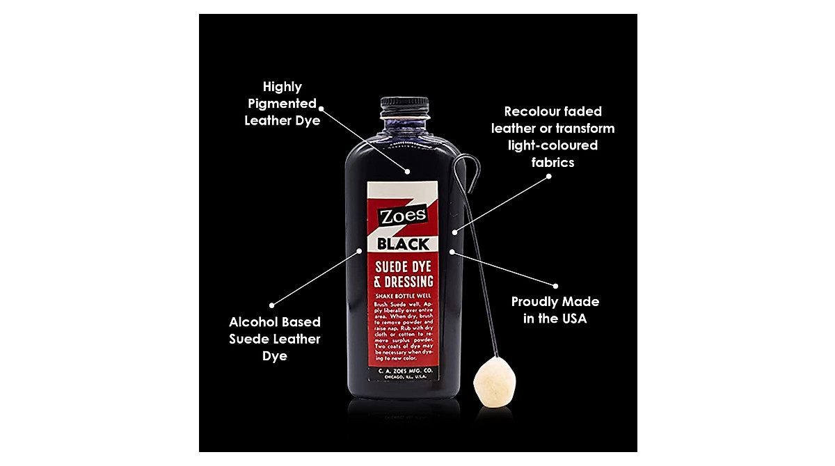Zoes Black Suede Leather Dye - Restores Shoes & Bags | Made in USA