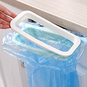 Cabilock Rack Cabinet Plastic Bag Holder Bag Rack Plastic Trash Garbage Kitchen Cabinet Storage Shelf Door Hanging White Bag Holder Bags Over Garbage Bag Storage Over