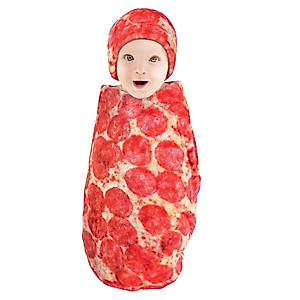 Hudson Baby Unisex Baby Plush Food Burrito or Pizza Blanket and Cap, Pepperoni Pizza, One Size
