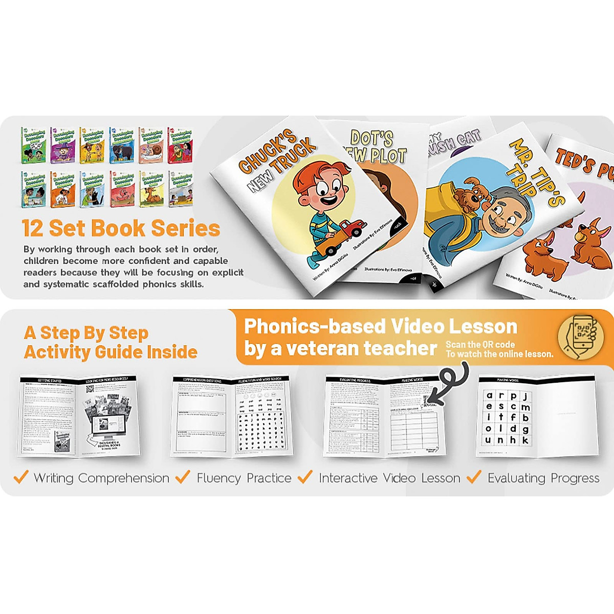 Decodable Readers: 15 Short Vowel Phonics Decodable Books for Beginning Readers Ages 4-7 Developing Decoders (Set 3)