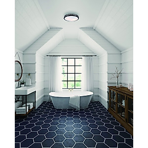 HUNTER 83007 Sona Decorative Bathroom Ventilation Exhaust Fan with Light and Night-Light, Matte Black, 110 CFM