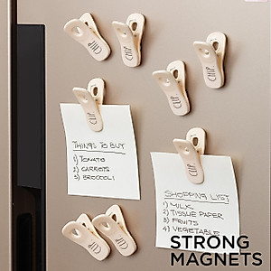 Rae Dunn Bag Clips with Magnet - Food Clips, Chip Clips, Bag Clips for Food Storage with Air Tight Seal Grip for Bread Bags, Snack Bags and Food Bags, Pack of 10, White