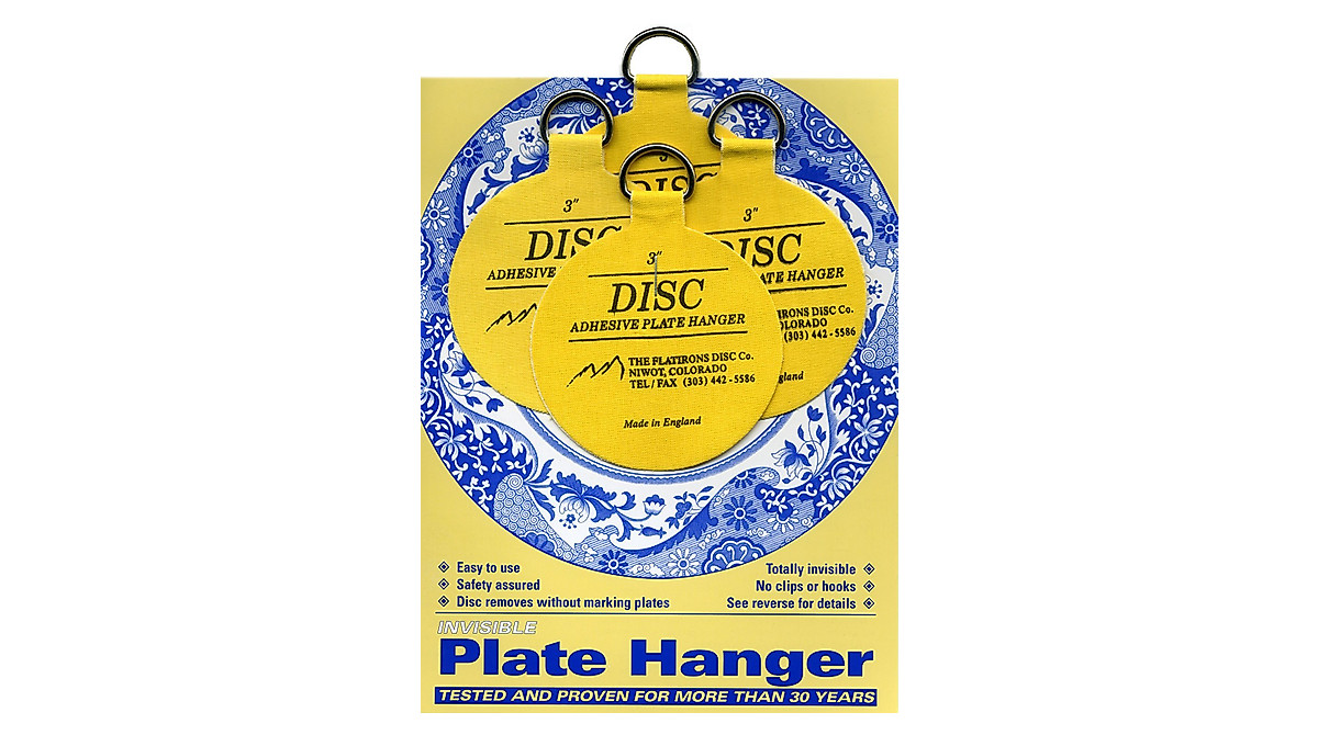 Flatirons Disc Adhesive Medium Plate Hanger Set - Clear, Hook-Free Display