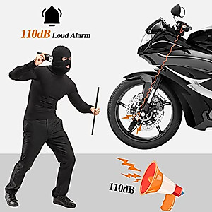 Linkax Motorcycle Alarm Disc Brake Lock, Accesorios para Motos, Motorcycle Locks Anti-Theft Security Wheel Lock 110dB 7mm Pin with Reminder Cable and Carry Pouch for Motorbike Dirt Bike Scooter