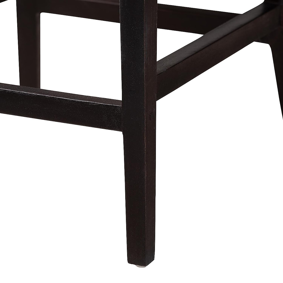Baxton Studio Lingga Dark Brown Mahogany Wood and Natural Rattan Counter Stool