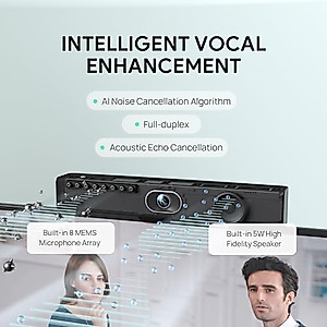 Yealink UVC34 4K Conference Room Camera System All-in-One Video Conferencing System, Auto Framing, 120° Wide Angle Webam with Microphone, Teams Certified Zoom Rooms Camera, PC Connected via USB-A