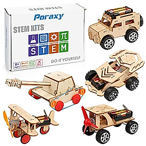 5 in 1 STEM Kits, STEM Projects for Kids Ages 8-12, Wooden Model Car Kits, Gifts for Boys 8-12, 3D Puzzles, Science Educational Crafts Building Kit, Toys for 8 9 10 11 12 13 Year Old Boys and Girls