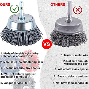 Nylon Filament Brush - 9 Pack Abrasive Filament Nylon Wire Bristle Drill Wheel and Cup Brush Set, Nylon Brush for Drill with 1/4 Inch Hex Shank for Removal of Rust Corrosion Paint - 80/100/ 240 Grit