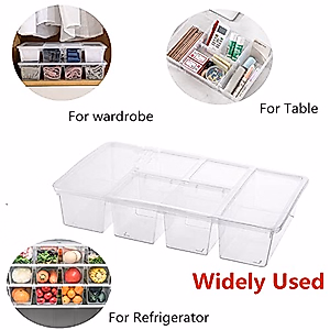 NLGG 2Pack Stackable Fridge Freezer Organizer Refrigerator Food Storage Bin Containers with Lid Plastic Fridge Produce Saver Fresh Keeper Container for Produce Fruits Vegetables Meat Fish