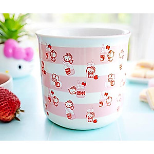 Silver Buffalo Sanrio Hello Kitty Strawberry Milk Ceramic Camper Mug | Holds 20 Ounces