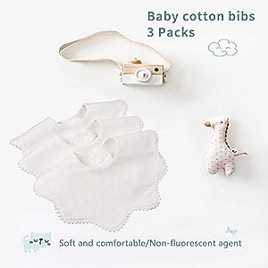 Bamery Baby Bandana Bibs Cotton Drool Bibs for Drooling and Teething Absorbent for Boy Girl (Pure White)