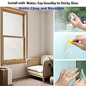Dovesail Frosted Glass Window Film, Window Privacy Film with 3 Pieces Tools, Removable Static Cling Window Sticker Non-Adhesive Privacy Protection for Home Office,17.5 x 78.7 Inch, Matte Pure