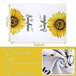 Bencailor 4 Pcs Sunflower Kitchen Towels Lemons Cat Kitchen Dish Towels Kitchen Dish Cloths Fast Drying Kitchen Rug Kitchen Decor for Home Cleaning Cooking Baking, 16 x 24 Inch (Classic,Sunflower)