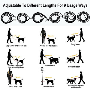 Tiesenci Hands Free Dog Leash Crossbody 8' 9-in-1 Waist Leash for Dog Walking Adjustable Waterproof Dog Leash for Swimming Running No Pull Dog Harness and Leash Set (Large, 20-120 lbs, Matte Black)