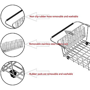 Lixin Tech Expandable Deep Type Large Plate Sink Dish Drying Rack for Kitchen Counter, Durable 304 Stainless Steel Dish Drainer with Utensil Holder Over Sink, Rustproof- Large