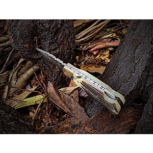 PAL 2000 KNIVES FOL-6016 Handmade Damascus Steel Folding Pocket Knife With Leather Sheath