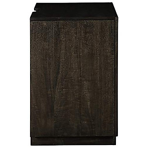 Signature Design by Ashley Hyndell Contemporary 2 Drawer Nightstand with Open Cubby Storage, 2 Electrical Outlets & 2 USB Charging Ports, Espresso Brown