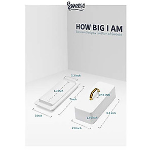 Sweese 327.101 Butter Dish with Lid for Countertop - Butter Dish with Gold Handle, Butter Dishes with Covers for 4oz East West Coast Butter - Dishwasher Safe, White