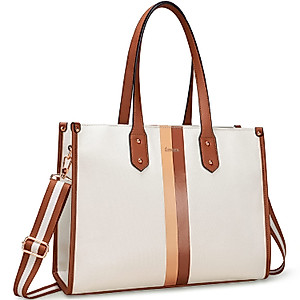ESTARER Laptop Tote Bag 15.6 Inch, Women Laptop Bag Water-resistant Canvas Work Bag, Casual Shoulder Bag Handbag Briefcase Purse for Office/College/Travel