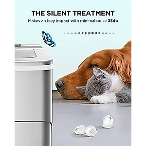 Ice Makers Countertop - Silonn Portable Ice Maker Machine for Countertop, Make 26 lbs Ice in 24 hrs, 2 Sizes of Bullet-Shaped Ice with Ice Scoop and Basket, Grey