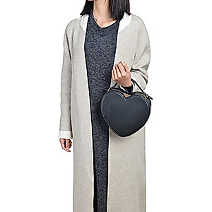 lola mae Heart Shape Satchel Crossbody Purse for women Zip Around Shoulder Bag (Black-759)