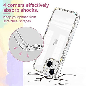 VAOXTY Compatible with iPhone 14 Plus Case Clear Bling Diamond Rhinestone Cute for Girls Women Girly Case Glitter Shiny Sparkle Bumper Design Soft Silicone Luxury Fashion Protective 3D Phone Case