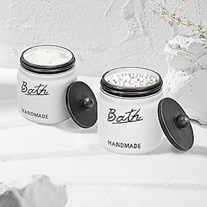 LKKL Mason Jar Bathroom Accessories - 5PCS Mason Jars Soap and Lotion Dispenser Set - Bathroom Sets 2 Apothecary Jars, 1 Toothbrush Holder, 1 Soap Dispenser, 1 Bathroom Tray (Black/White)