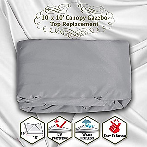 BenefitUSA G245-GREY Top Patio Pavilion Sunshade Polyester Single Tier Replacement Gazebo Canopy Cover, 10" L x 10" H, Grey