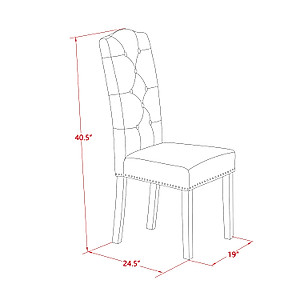 HomeStock Vintage Variety 3-Pc Dining Kitchen Table Set Included A Rectangular Kitchen Table & 2 Parsons Chairs, Smoke Linen Fabric Kitchen Parson Chair Seat with Rubber Wood Legs, Linen White Finish