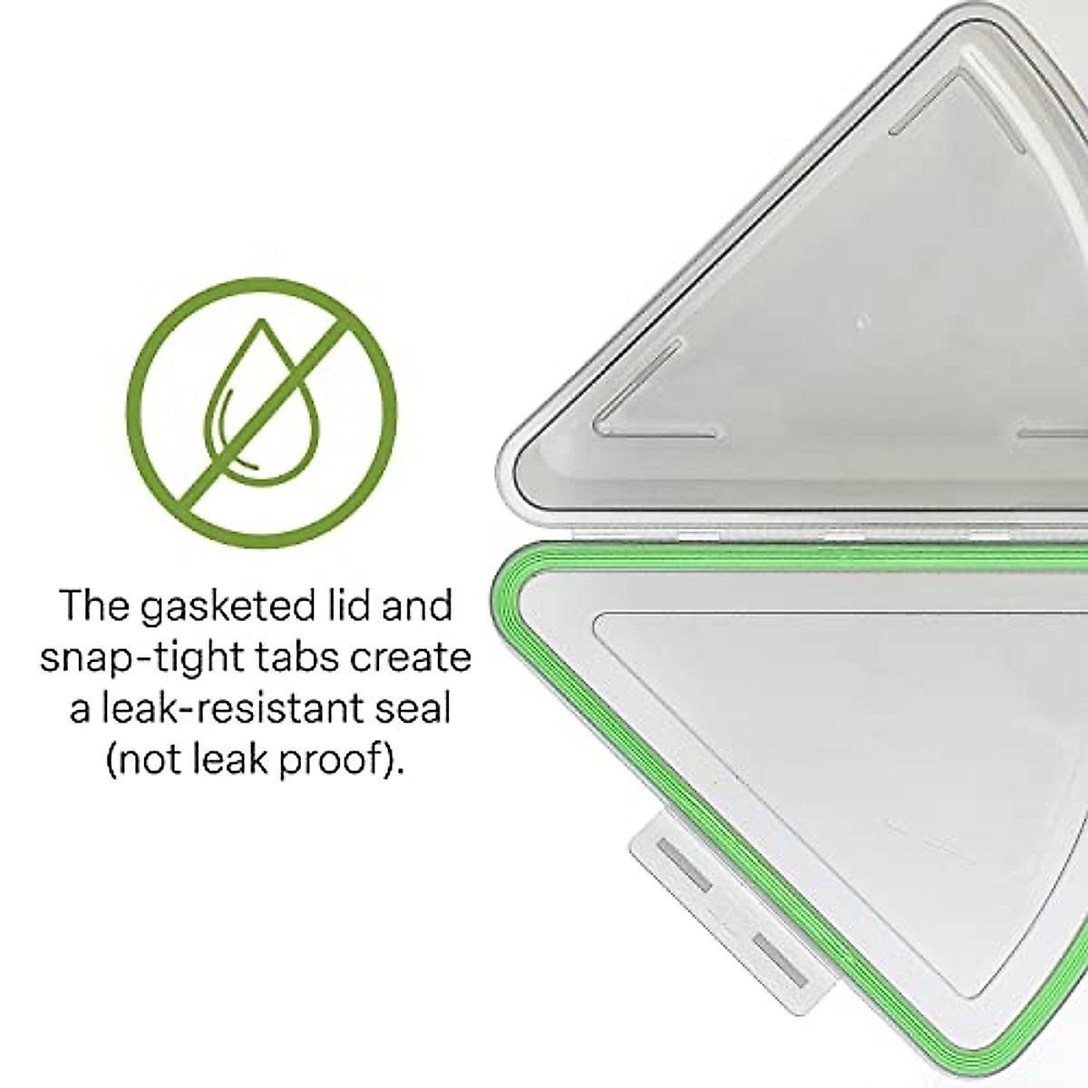 MyGo Container Pizza Slice To-Go Compartment Container, 9-1/4" X 8-1/4" X 2-1/2", Reusable, Microwave Safe, NSF Certified, Smoke/Green