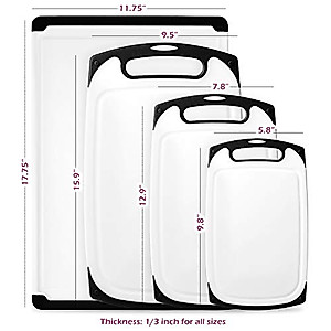 Cutting Boards for Kitchen - Plastic Cutting Board Set with Juice Groove - Set of 4 (Black Trim)…