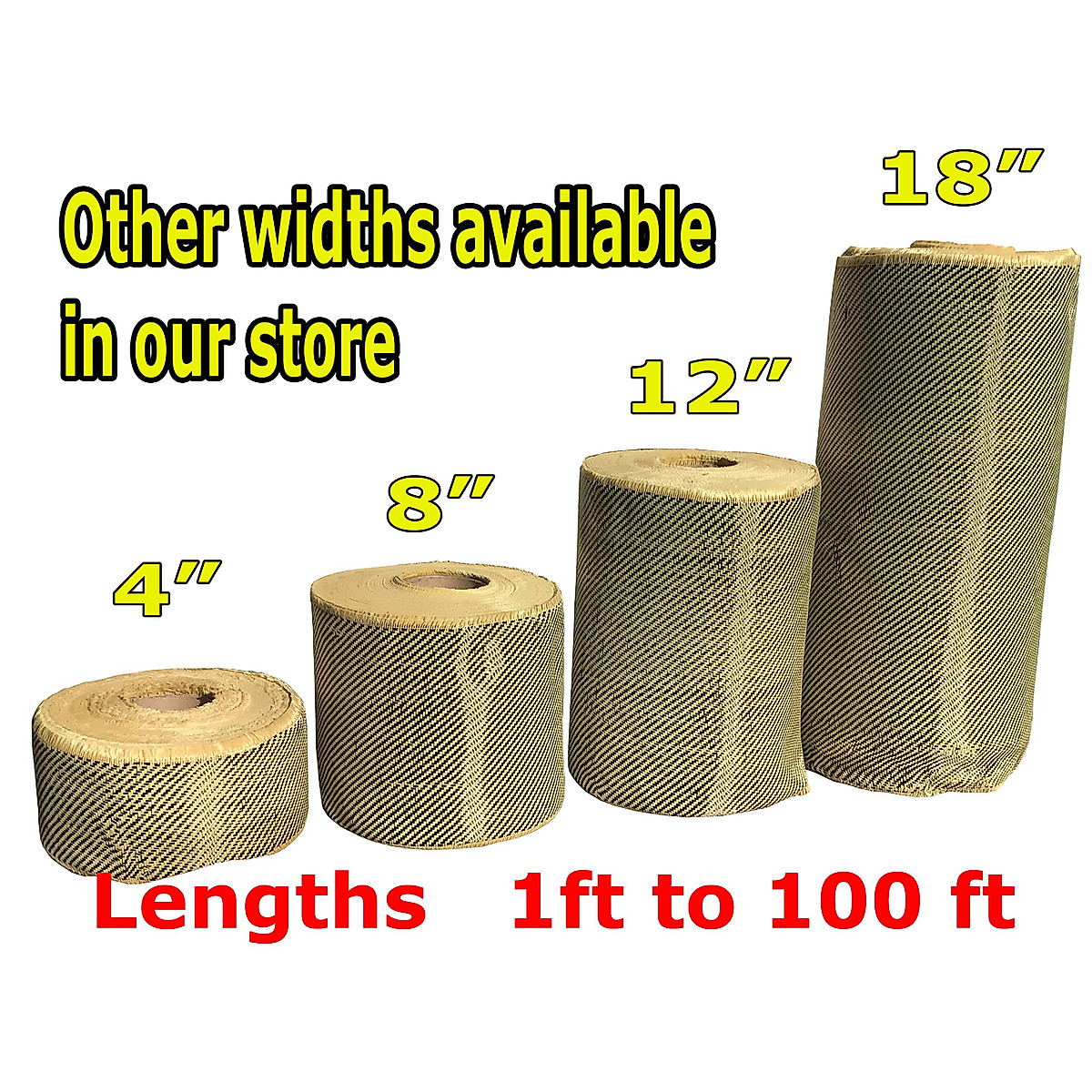 Kevlar FABRIC-2x2 Twill WEAVE-3K/200g (YLW-Blk 1 ft x 4 in)