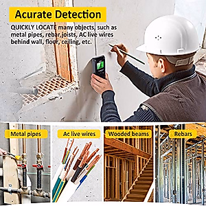 Stud Finder Wall Scanner - 4 in 1 Electric Wood Detector, Sensor Wall Scanner with LCD Display, Beam Finder Center Finding & Sound Warning for Wood AC Wire Metal Studs Detection (Black)