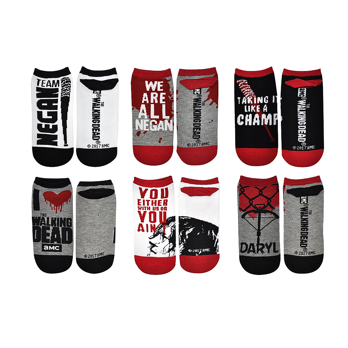 The Walking Dead Lowcut Socks - Negan, Daryl Dixon AMC - Fits Ladies Shoe Size: 4-10
