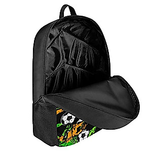 ZOCANIA Soccer Theme Backpacks for Kids Stationery Lightweight School Bag Casual Daypack 17 Inch Large Capacity for Elementary School/Middle School/High School/College