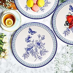 80 Pcs Blue White Flower Party Supplies Blue and White Floral Set 7"Blue White Floral Paper Plates Napkins for Floral Party Theme Bridal Shower Wedding Tea Party Floral Birthday Party Decor |Serves40