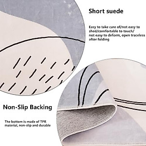 NEATIIP Abstract Botanical Print Rug for Living Room - Machine Washable 8x10 Area Rug Non-Slip Boho Rugs for Bedroom, Mid Century Modern Aesthetic Carpet for Dining Room Light Grey/Green