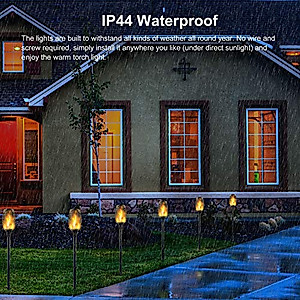 Permande 16 Pack Upgraded Solar Lights Outdoor, Mini Solar Torch Lights with Flickering Flames, Waterproof Landscape Decoration Dancing Flame Lights for Garden Pathway Yard, Auto On/Off Dusk to Dawn